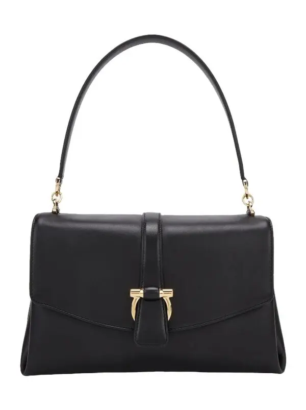 FERRAGAMO Gancio Buckle Top Handle Bag - Black