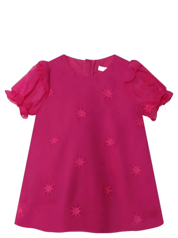 Chloé Star-embroidered Silk Dress - Pink
