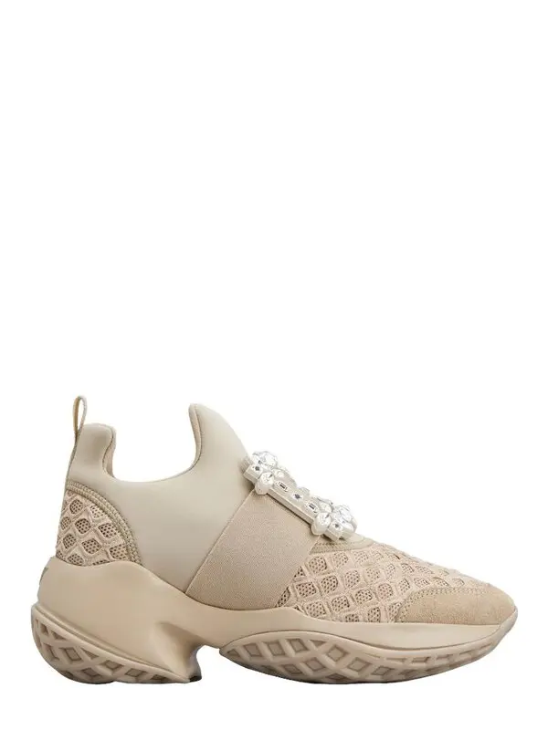 ROGER VIVIER Viv Run Sneakers With Crystal Buckle - Nude