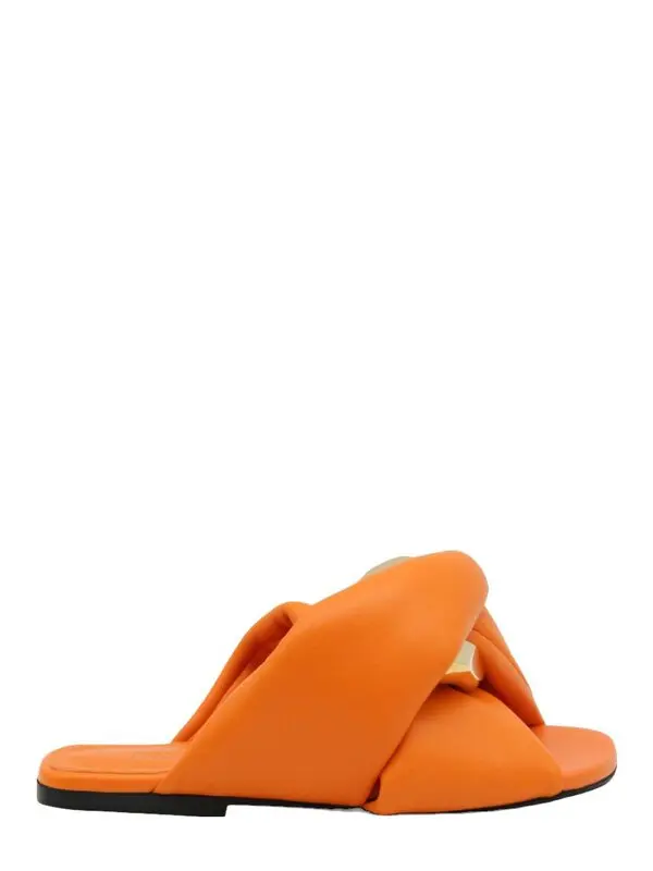 J.W.ANDERSON Chain Detail Leather Slides - Orange