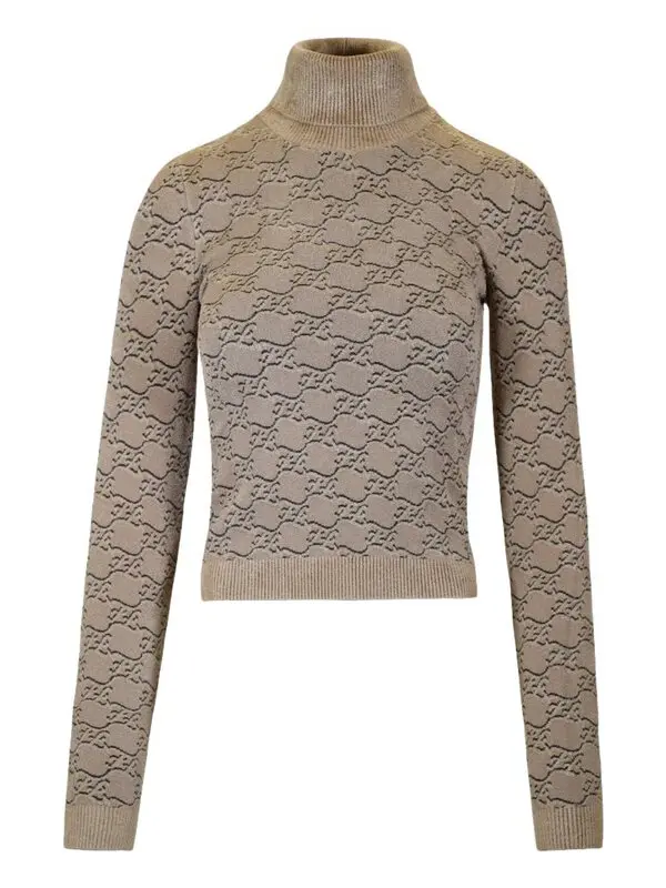 Fendi High-necked Pullover With Ff Karligraphy Pattern - Nude