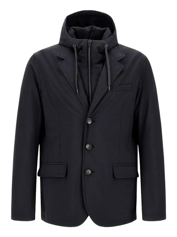 Herno Hooded Three-button Jacket - Black