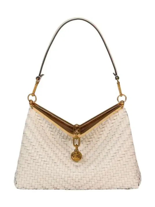 Etro Medium Woven Vela Bag - White