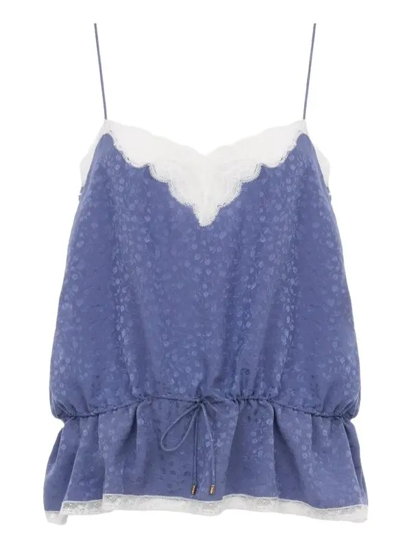 Chloé Lace-trimmed Drawstring Camisole - Washed Blue