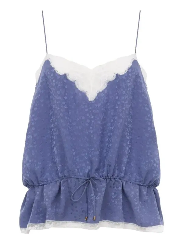 Chloé Lace-trimmed Drawstring Camisole - Washed Blue
