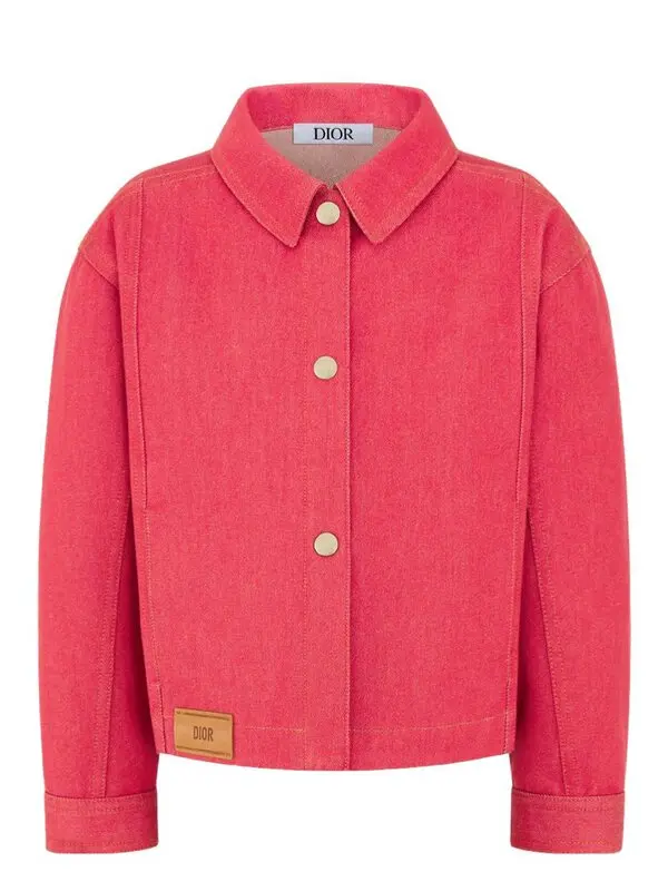 Dior Logo Button Denim Jacket - Stone Washed Raspberry Red
