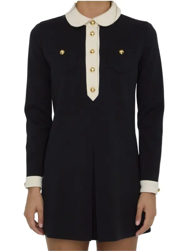 Celine Mini Trapeze Dress In Wool Jersey - Black