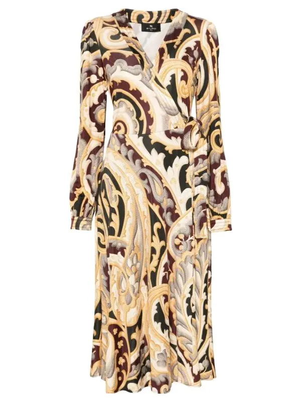 Etro Long-sleeved Printed Midi Dress - Multicolour
