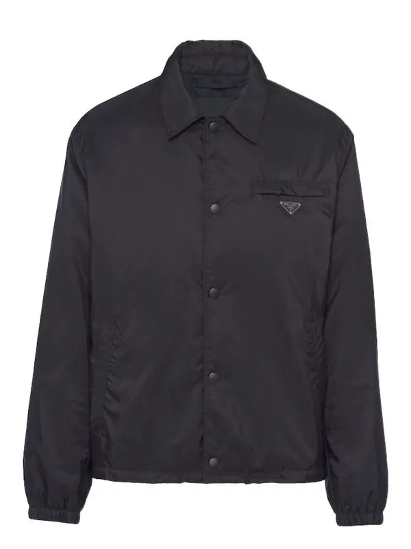 Prada Logo Plaque Button-up Shirt Jacket - Black