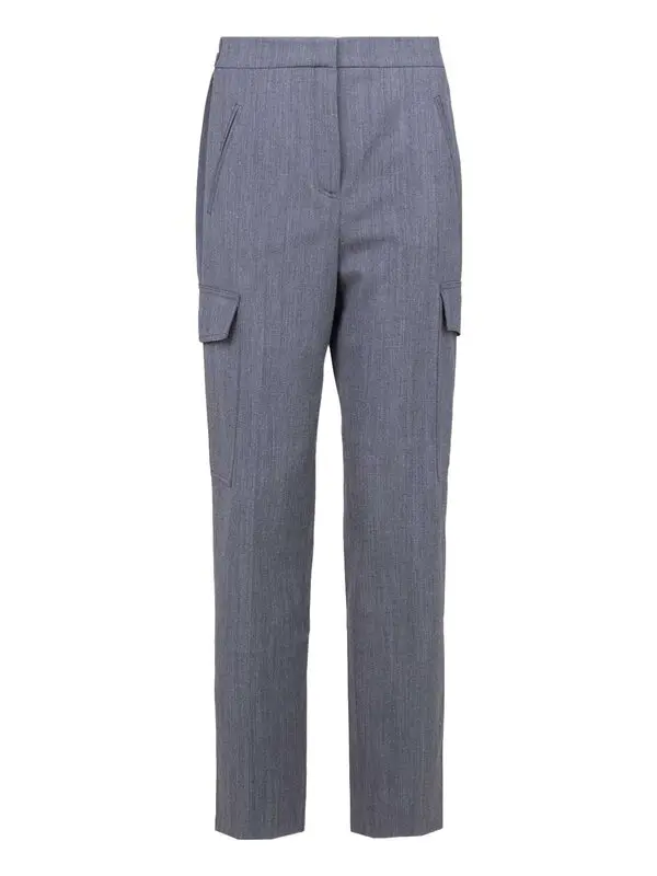 TWINSET Straight Leg Cargo Pants With Buckled Closures - Grey