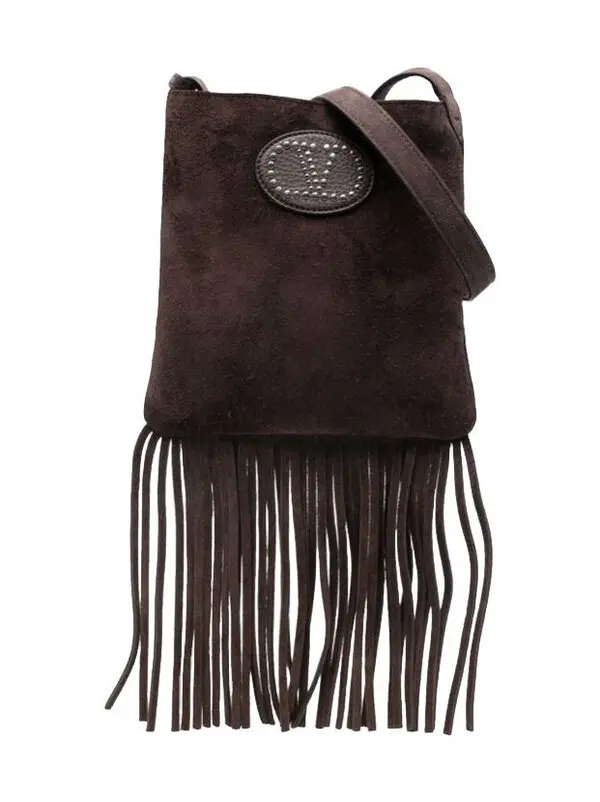 Valentino Garavani Vlogo Signature Fringed Crossbody Bag - Black