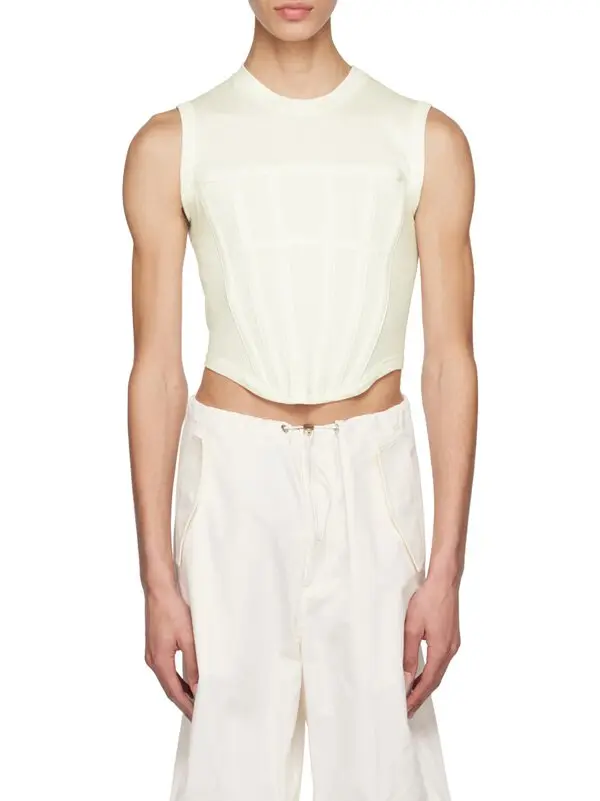 DION LEE Boned-bodice Knitted Top - White