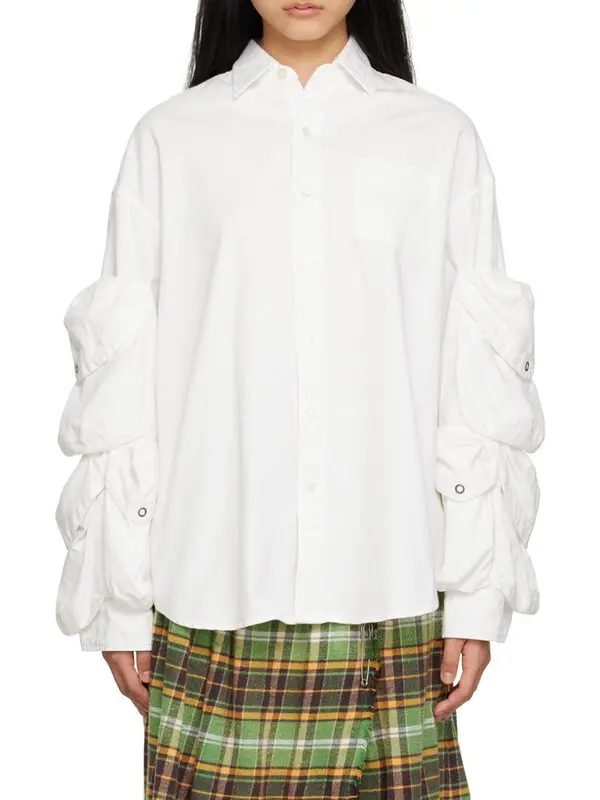 R13 Cargo Pocket Button-up Shirt - White