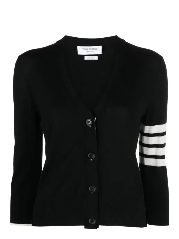 Thom Browne 4-bar Button-up Cardigan - Black