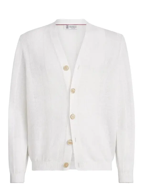 Brunello Cucinelli Textured Rib Cardigan - White