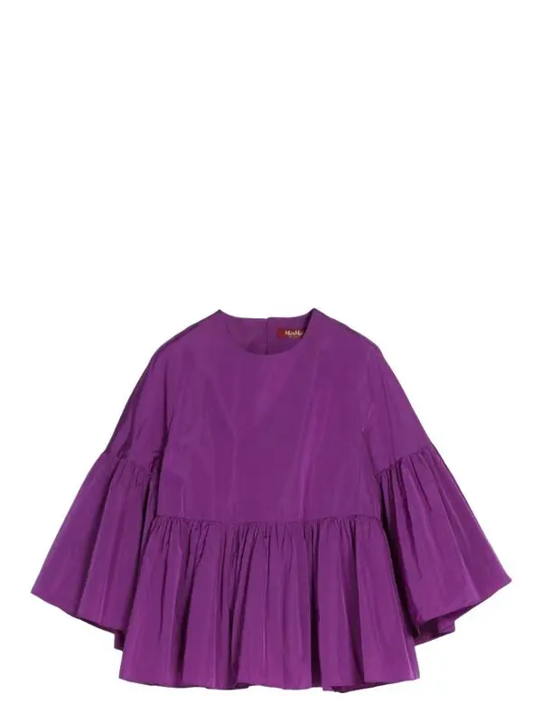 Max Mara Couture Taffeta Blouse With Ruffle Details - Purple