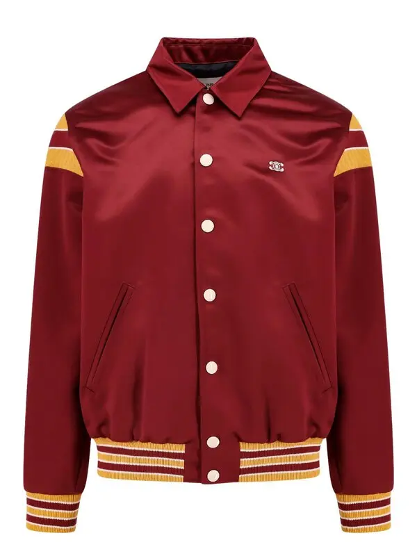 Celine Triomphe Satin Teddy Jacket - Burgundy