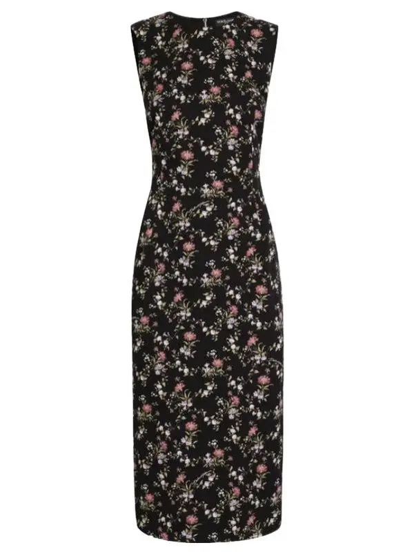 Dolce & Gabbana Sleeveless Floral Print Midi Dress - Multi-colored