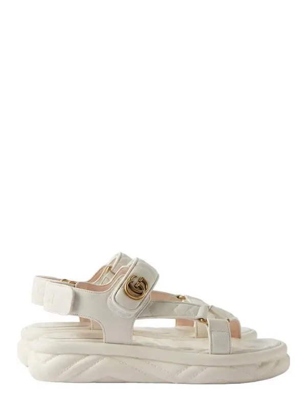 Gucci Double G Quilted Platform Sandals - White