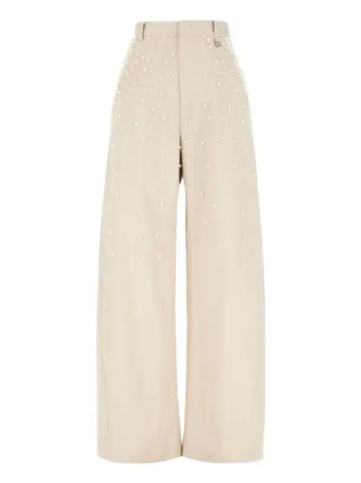Giuseppe Di Morabito Wide Leg Pants With Embellished Detail - Nude