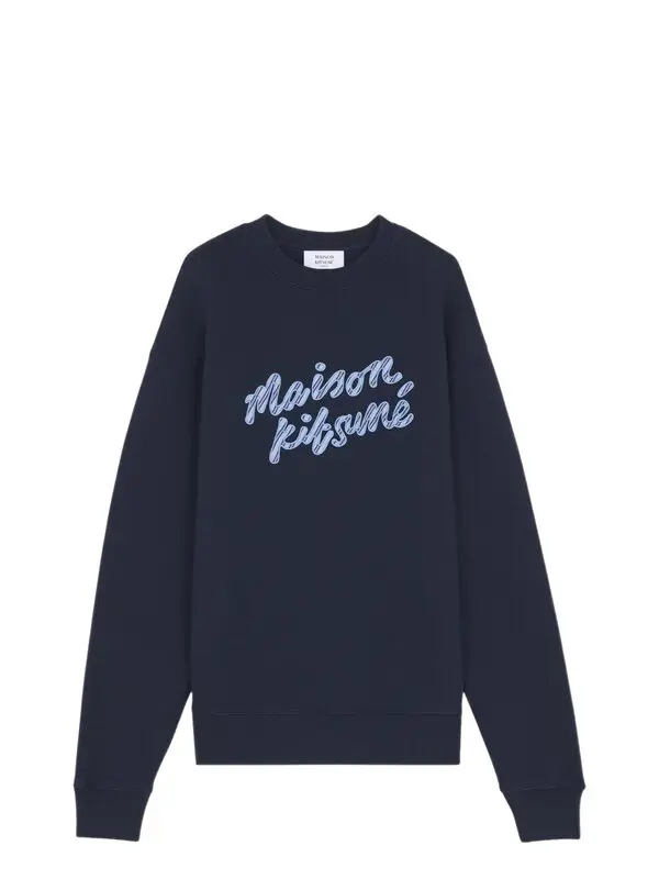 Maison Kitsuné Handwriting Logo Crewneck Sweatshirt - Navy Blue