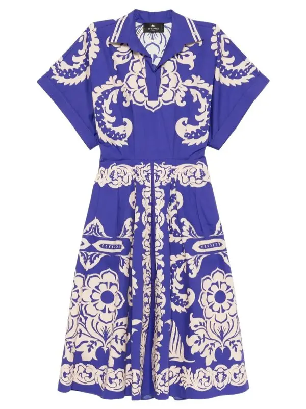 Etro Paisley Printed Midi Dress - Blue