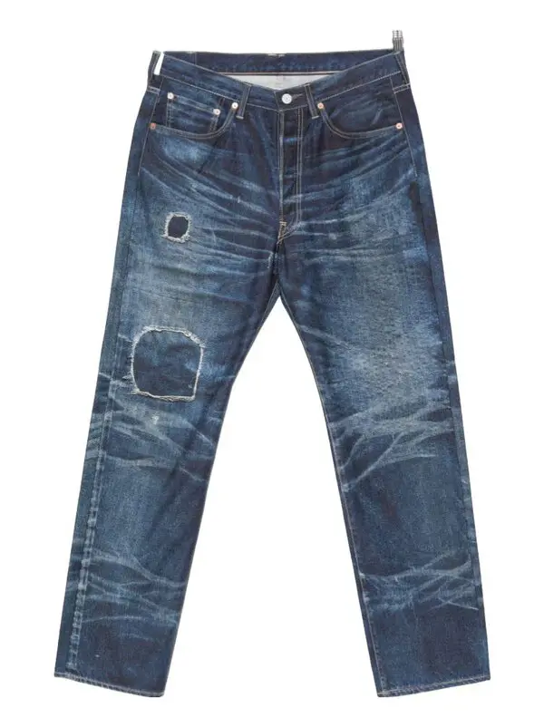 Junya Watanabe Distressed Straight Leg Jeans - Blue