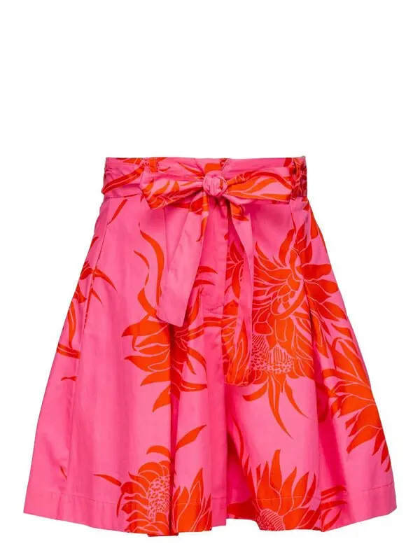 Pinko Graphic Printed Belted Shorts - Pink