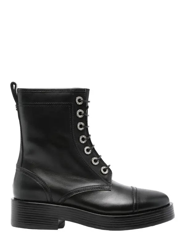 Casadei Round Toe Lace-up Boots - Black