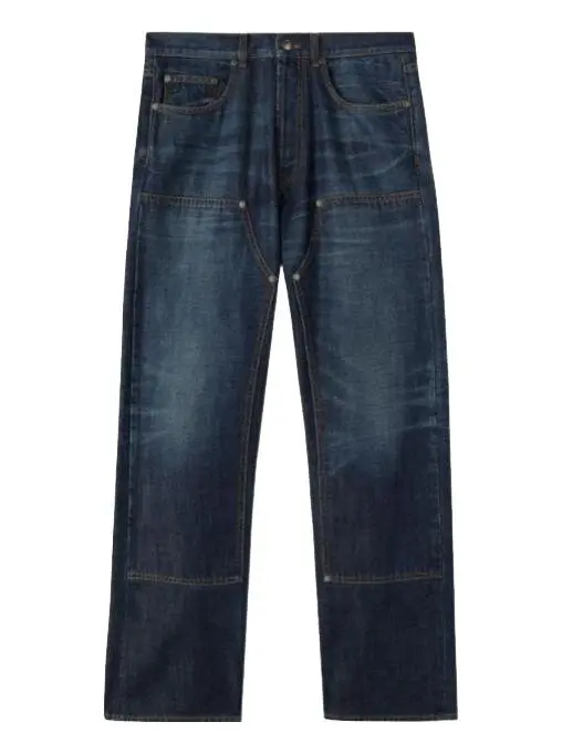 Palm Angels Monogram Embroidered High Waist Jeans - Black