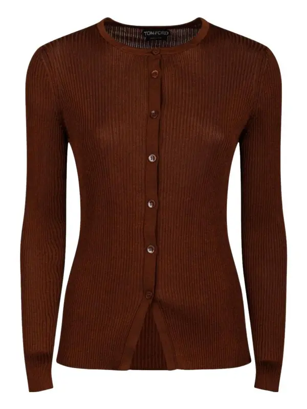 TOM FORD Ribbed Button-up Cardigan - Brown