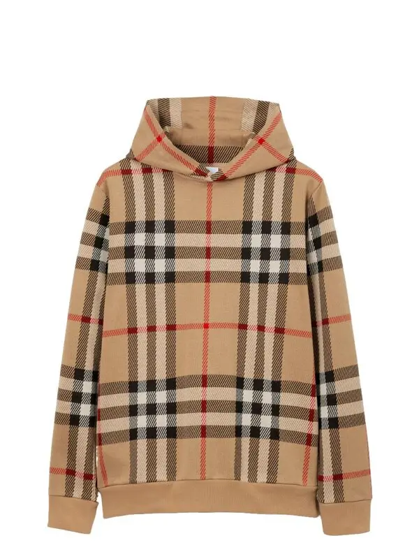 Burberry Checked Long Sleeve Hoodie - Brown