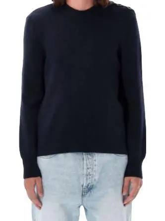 Ami Sailor Crewneck Jumper - Navy Blue