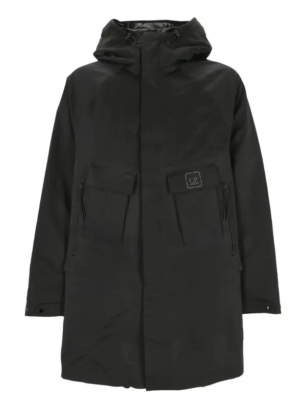 C.P. COMPANY Logo-print Hooded Coat - Black