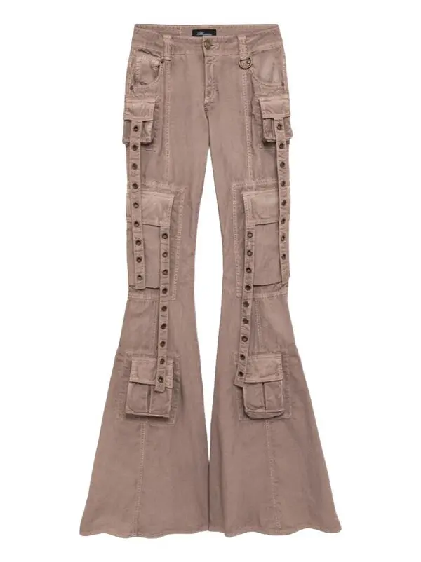 Blumarine Low-rise Flared Cargo Trousers - Brown