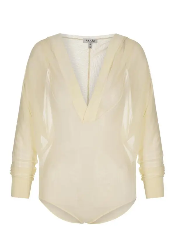 Alaïa Fine Knitted Hooded Bodysuit - Nude