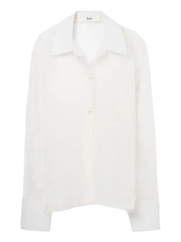 Séfr Long Sleeve Shirt With Lapel Collar - White