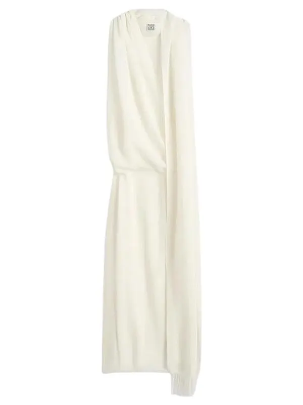 TOTEME Fringed Scarf Dress - White