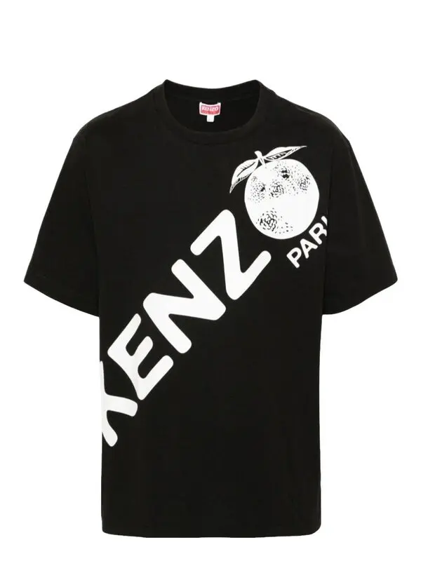 Kenzo Logo Printed Crewneck T-shirt - Black