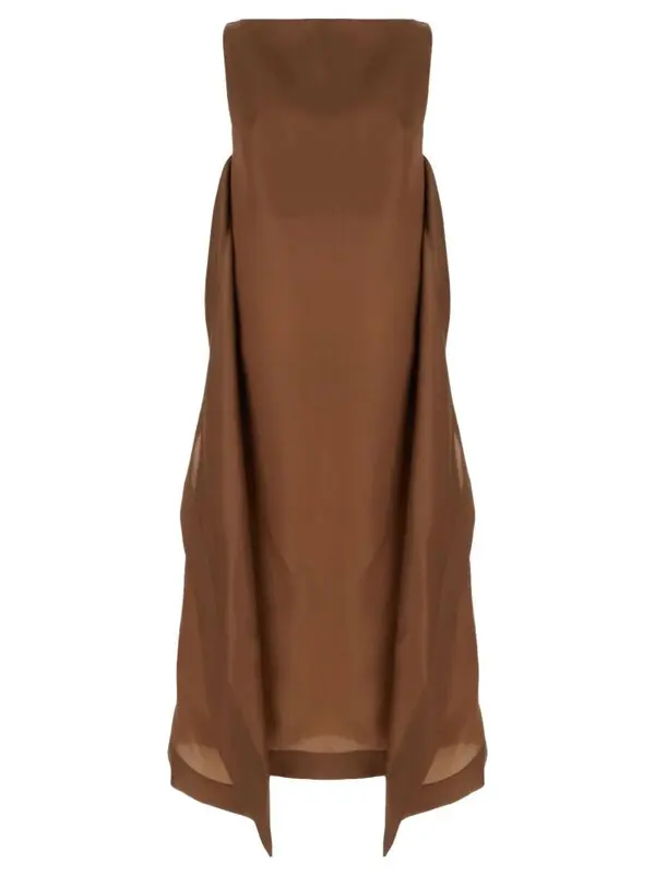 Alberta Ferretti Strapless Layered Sheer Dress - Brown