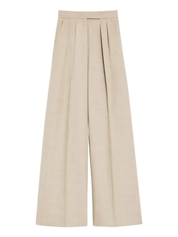 Max Mara Button Detailed Wide-leg Trousers - Beige