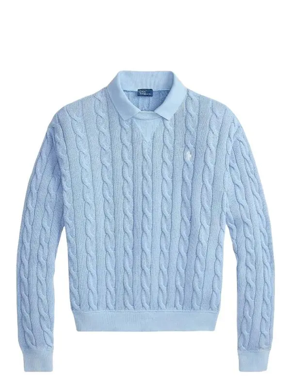 Polo Ralph Lauren Cable Knit Polo Sweater - Blue