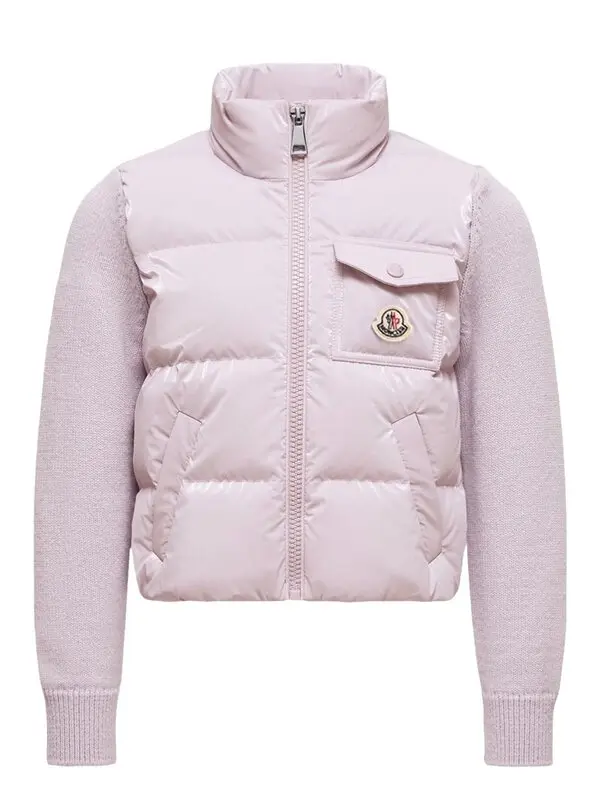 Moncler Wool Padded Zip-up Cardigan - Lavender
