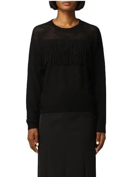 Pinko Fringed Knitted Jumper - Black