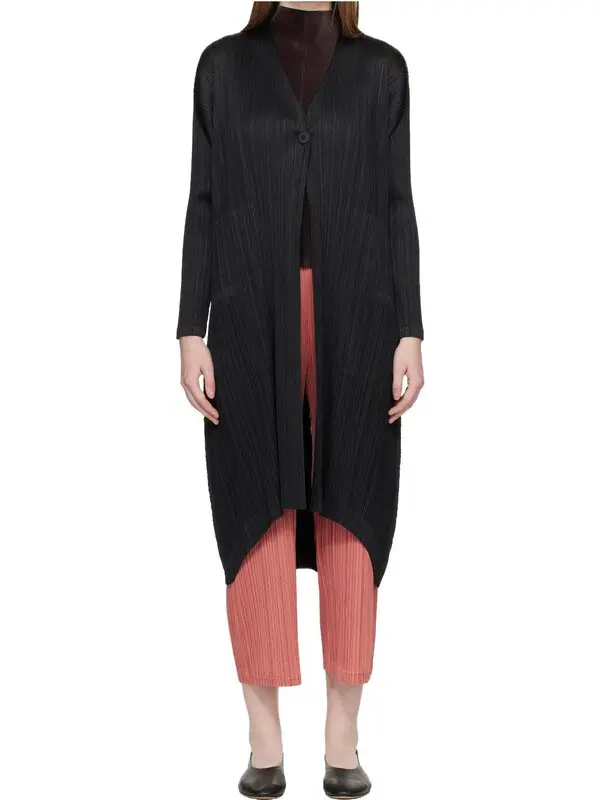 PLEATS PLEASE BY ISSEY MIYAKE Long Trench Coat - Black