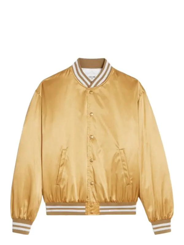 Celine Embroidered Tiger Teddy Jacket In Satin-finish Nylon - Golden