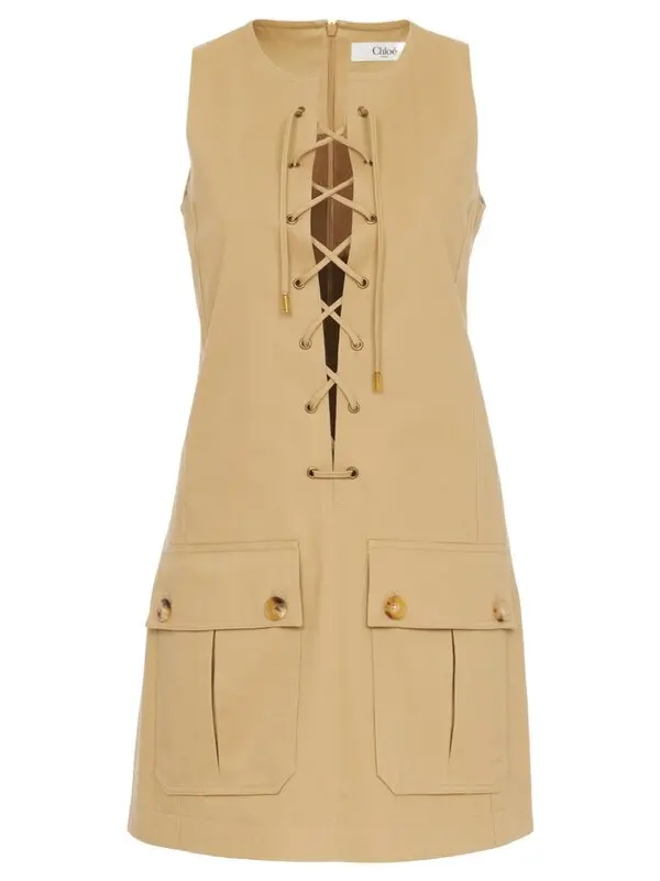Chloé Pinafore Lace-up Mini Dress - Nude