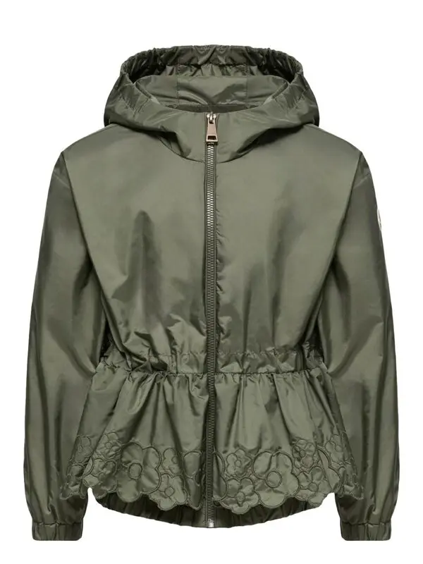 Moncler Enfante Manolya Flower Motif Hooded Jacket - Olive Green