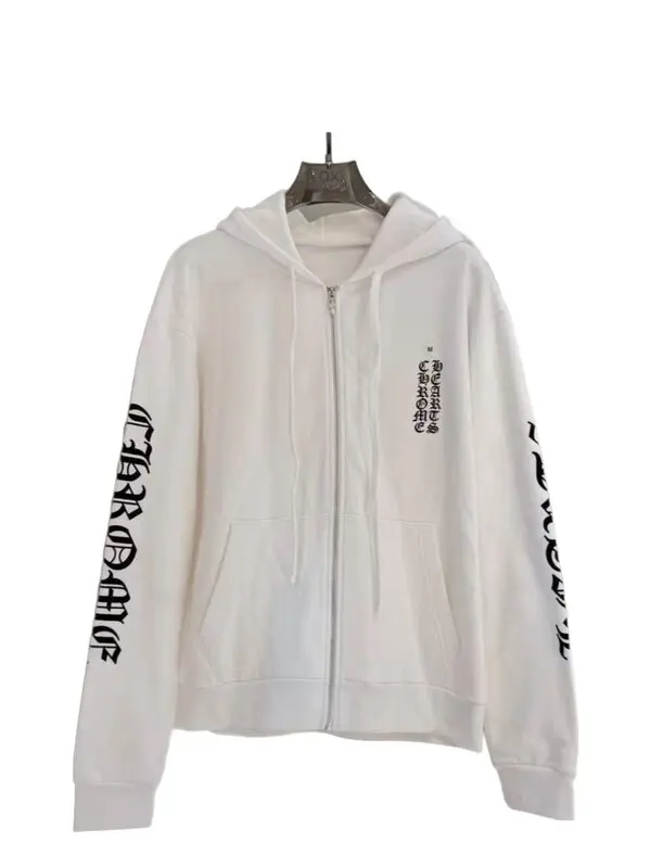 Chrome Hearts Full Zip Hoodie With Drawstring - White