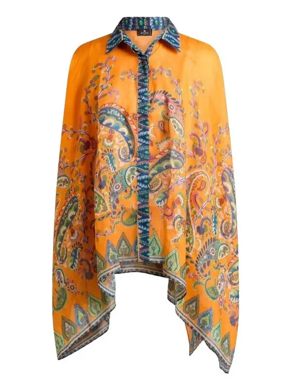Etro Printed Asymmetrical Blouse - Orange